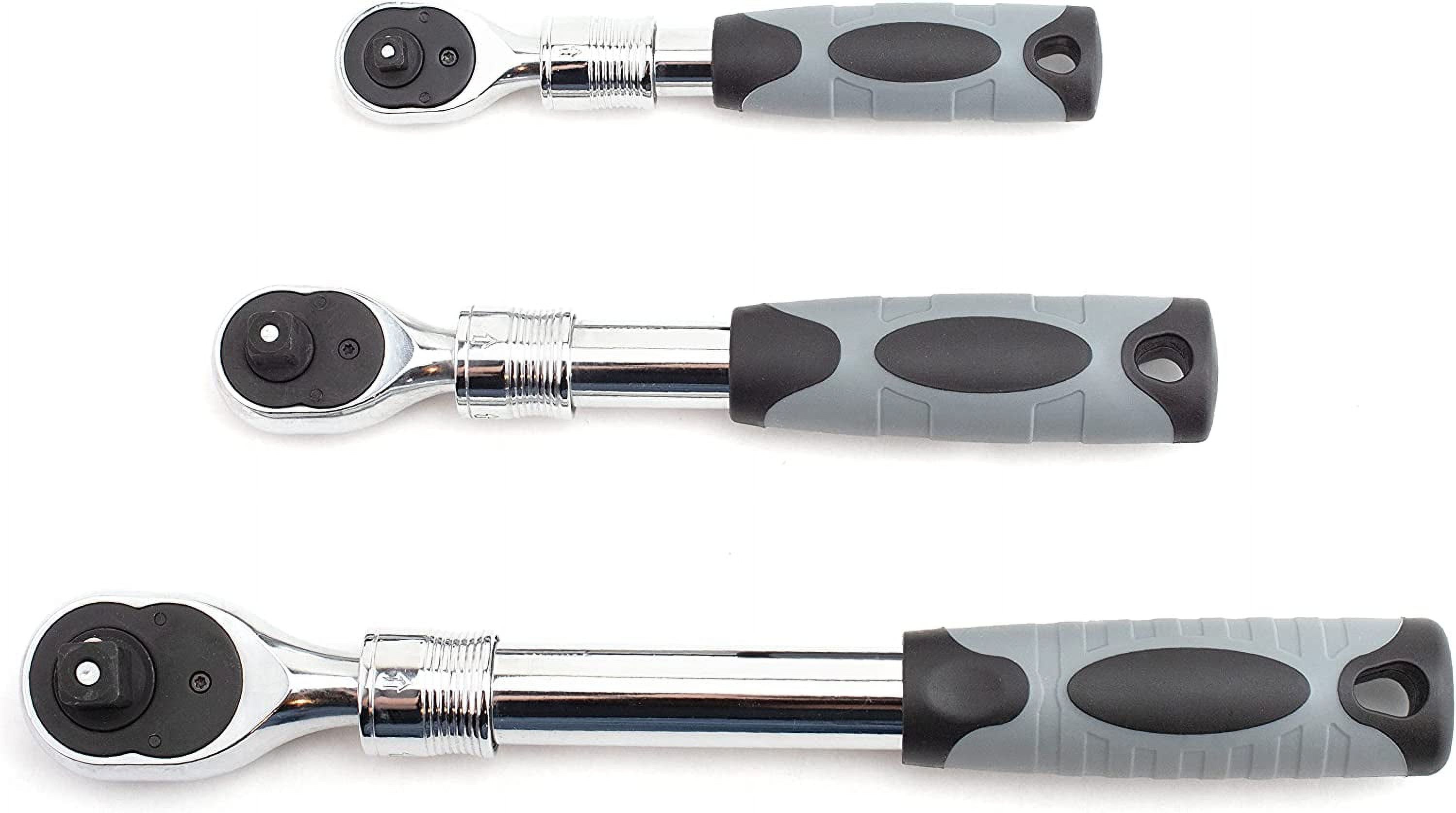 3Pc Extendable Long Handle Socket Ratchet Set CRV 1/4", 3/8". And 1/2 ...