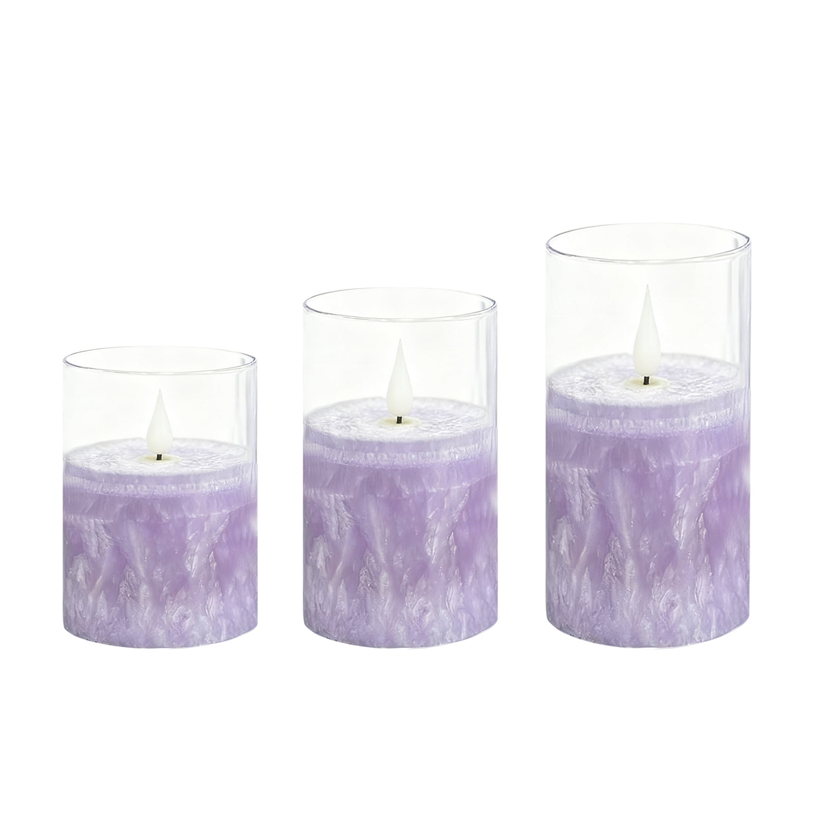 3Pc Flameless Led Pillar Candles With Remote Control, 4/5/6 Inch Purple ...