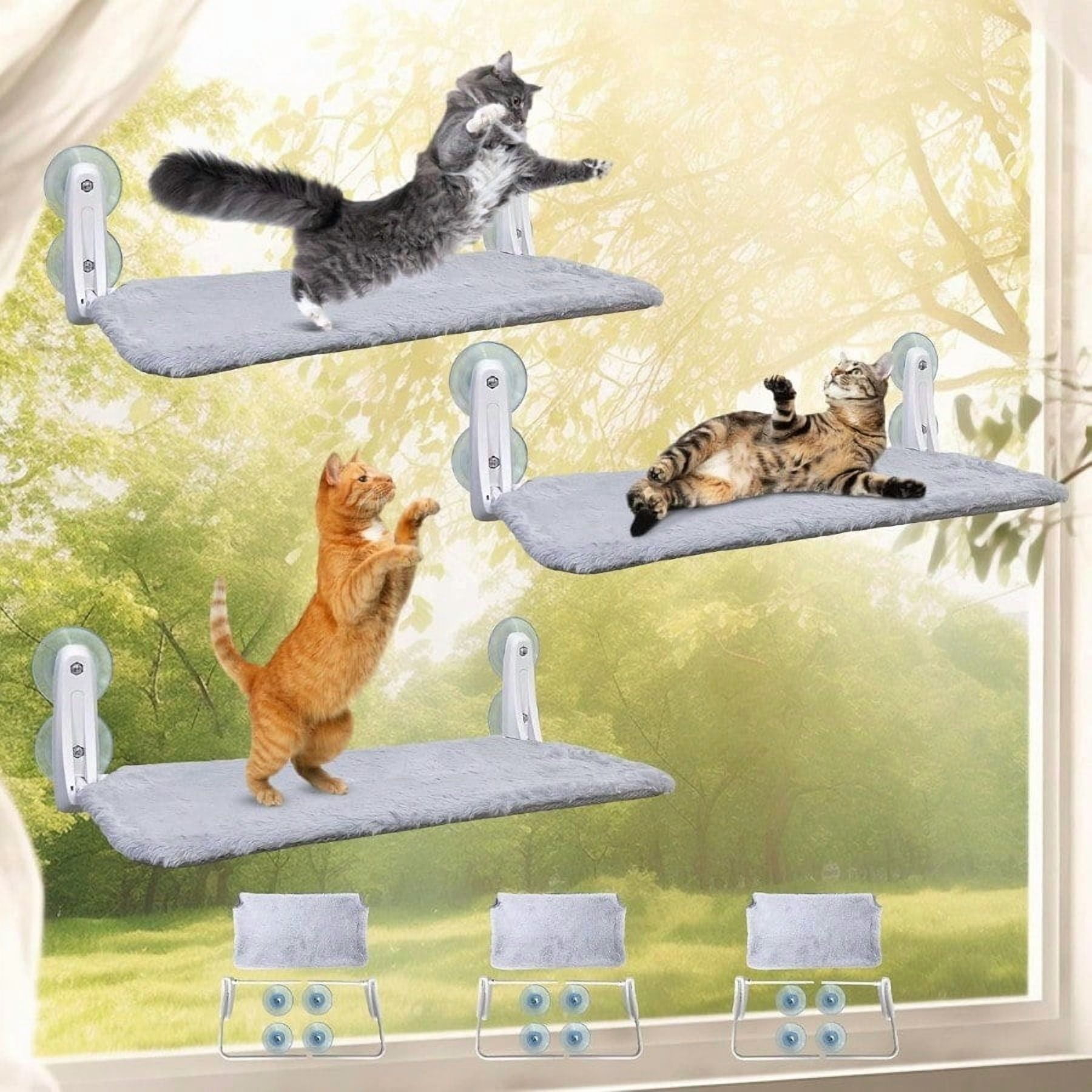 3Pc Heavy Duty Cat Window Perch 50lb Load Foldable Hammock with Strong ...