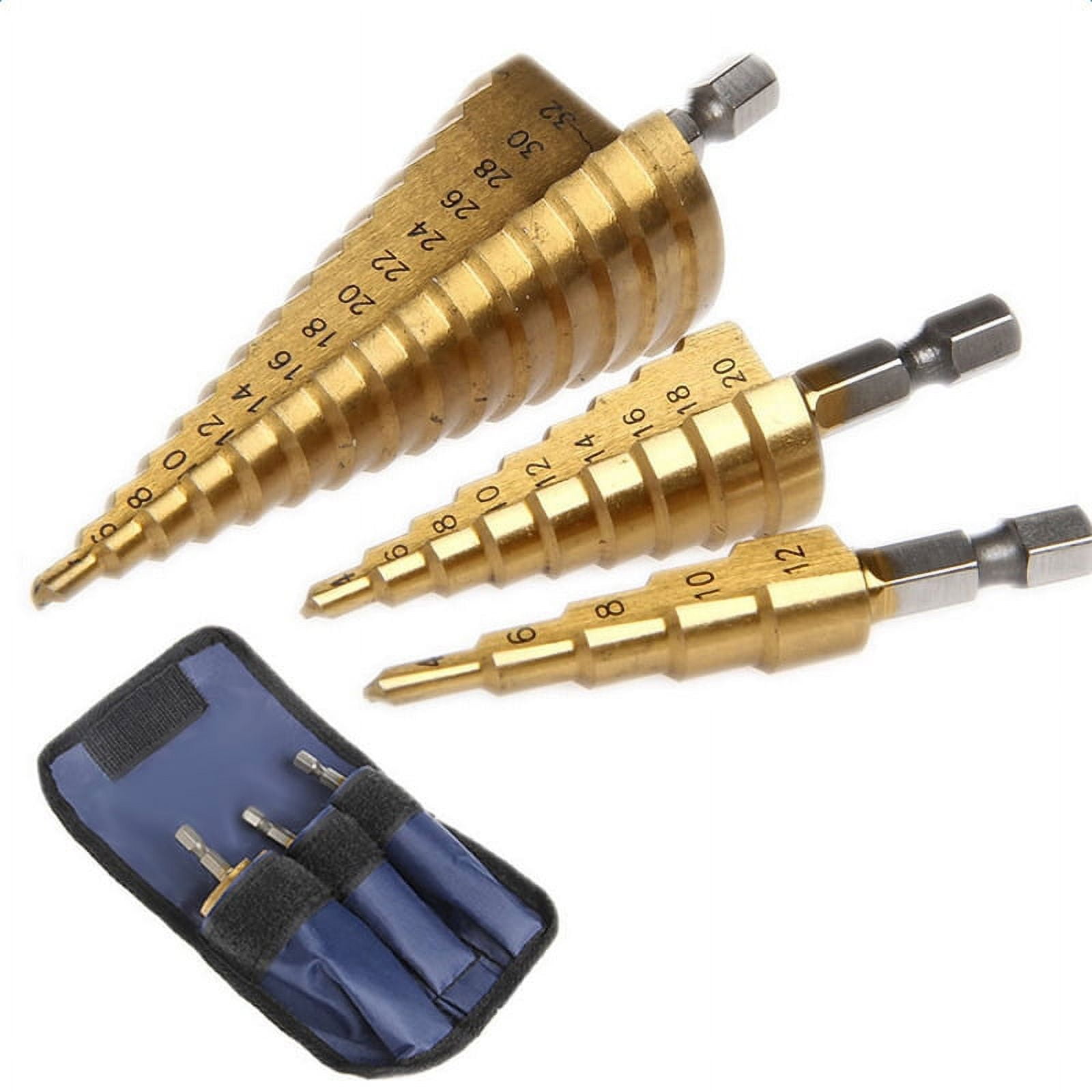 3Pc Hss Step Cone Taper Drill Bit Set Hole Cutter Metric 4-12/20/32Mm 1 ...