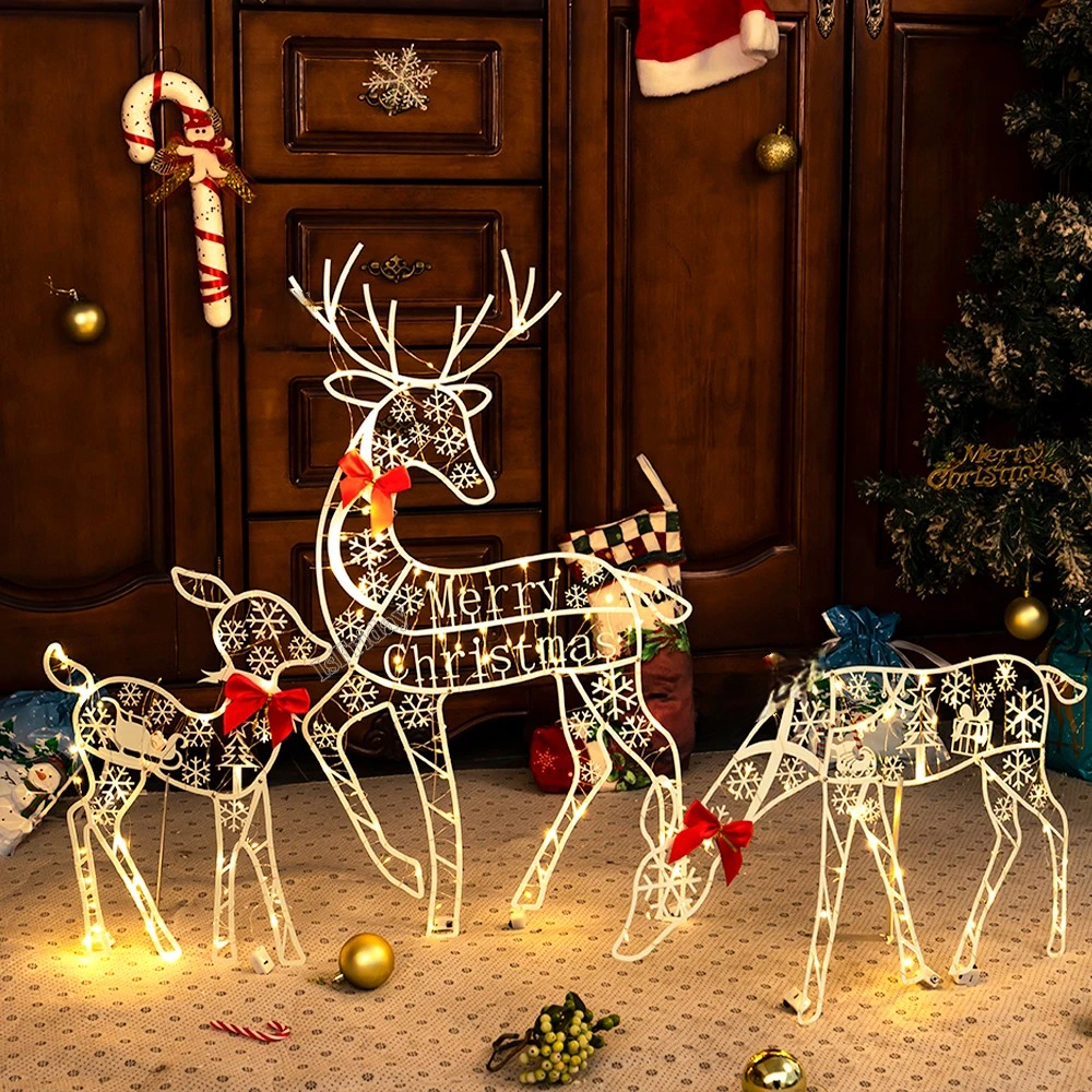 3Pc Originali Lighted Deer Reindeer Family Lighted Deer Christmas Decor ...