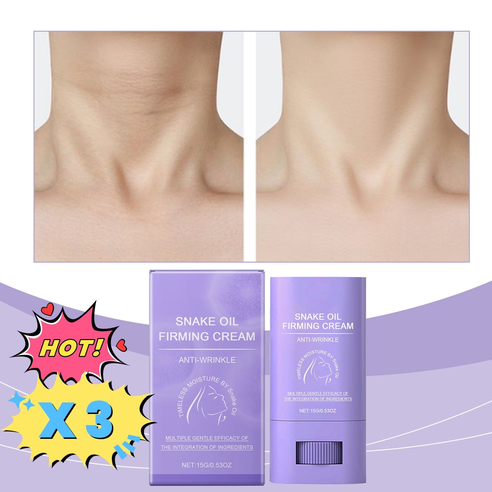 3Pc Purple Stick Neck Care Stick Neck Care Cream, Lifting And Firming ...