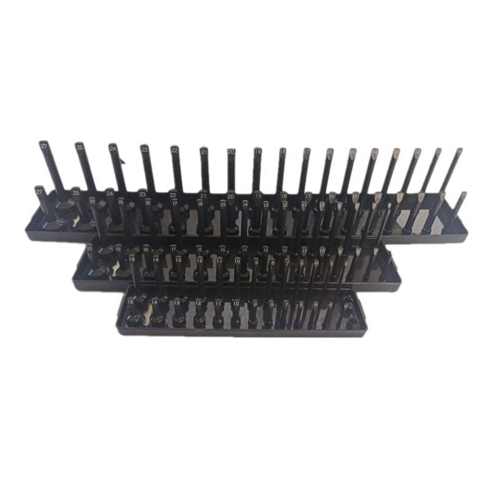 3Pc Socket Organizer Tray Set Black Metric Socket Trays 1/4Inch 3/8Inch ...