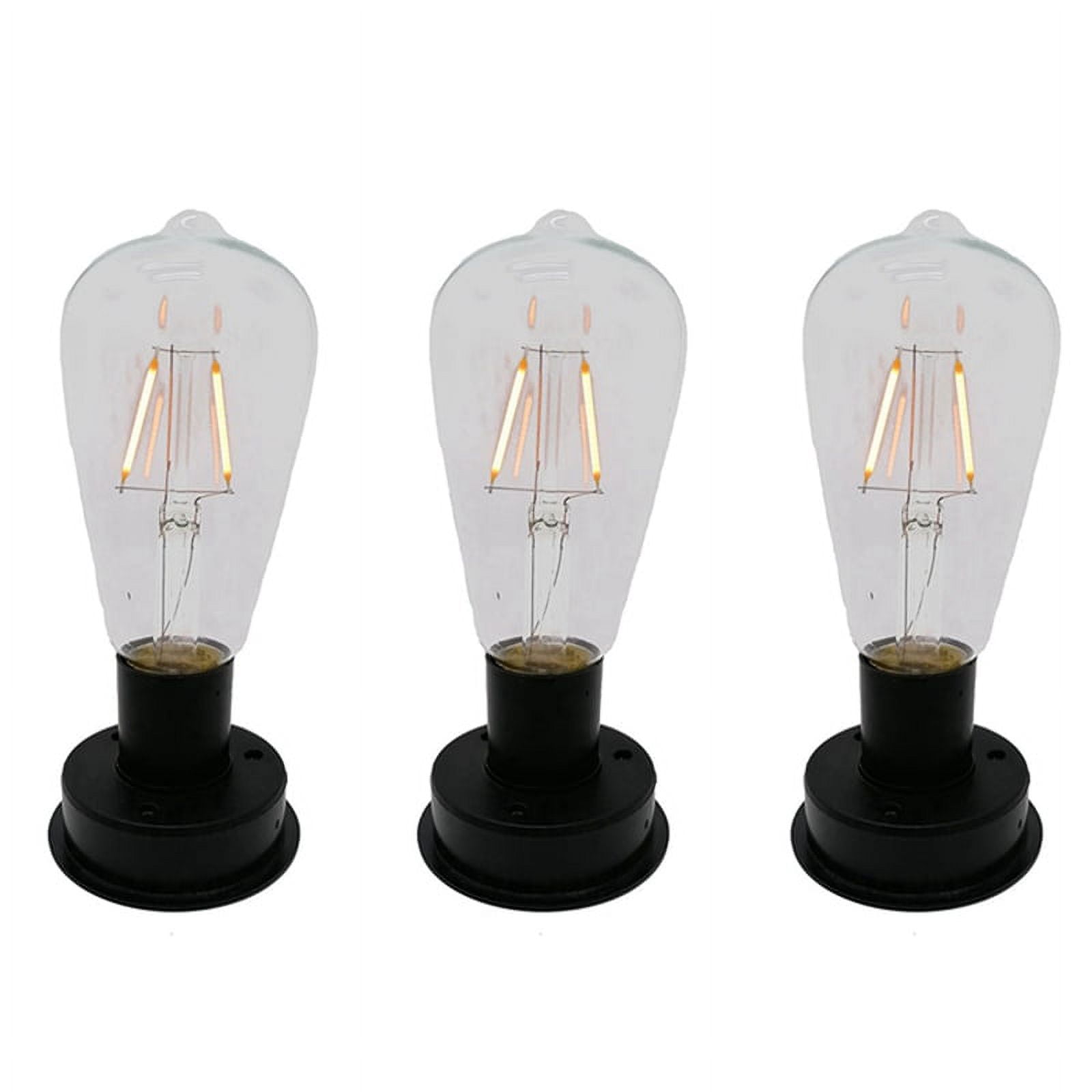 3Pc Solar LED Tungsten Filament Bulb Lamp 2800K Automatic Light Sensors ...