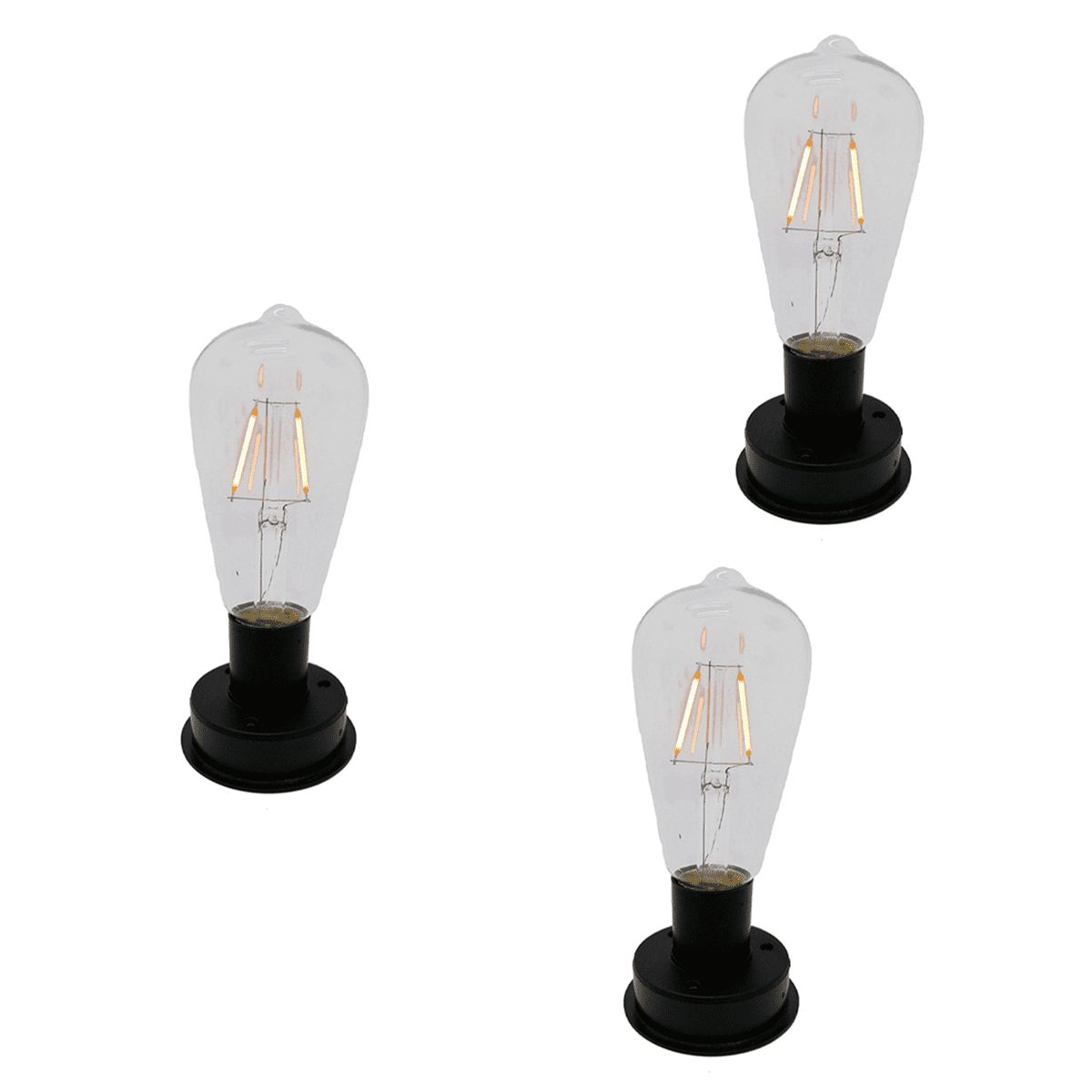 3Pc Solar LED Filament Bulb Lamp 2800K Automatic Light Sensors Fence ...