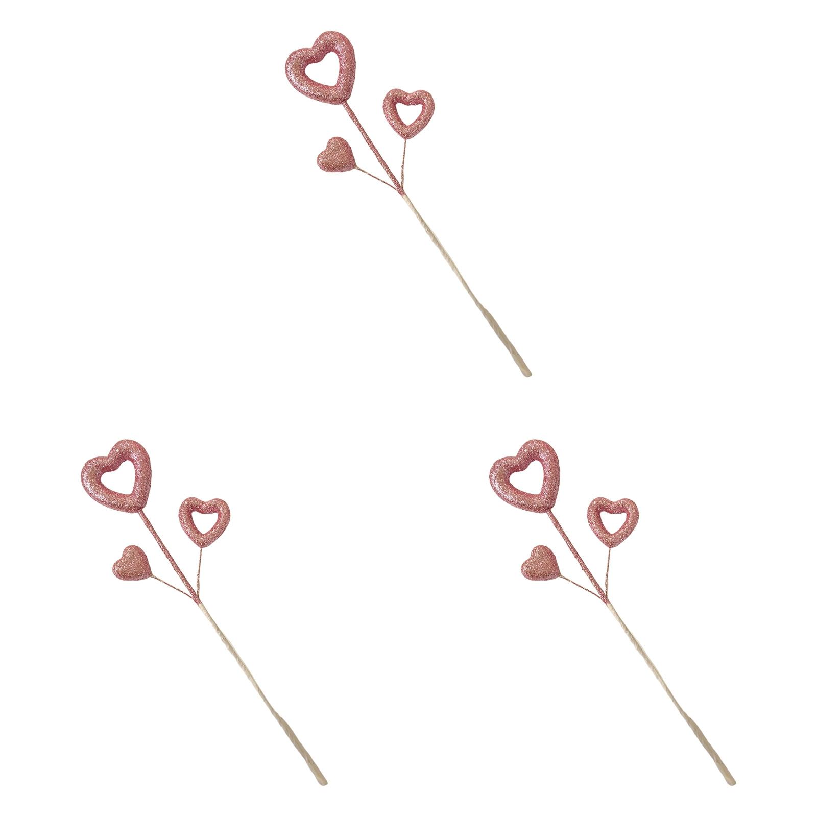 3Pc Valentines Day Foam Heart Glitter Picks, Puffy Sparkly Heart on ...