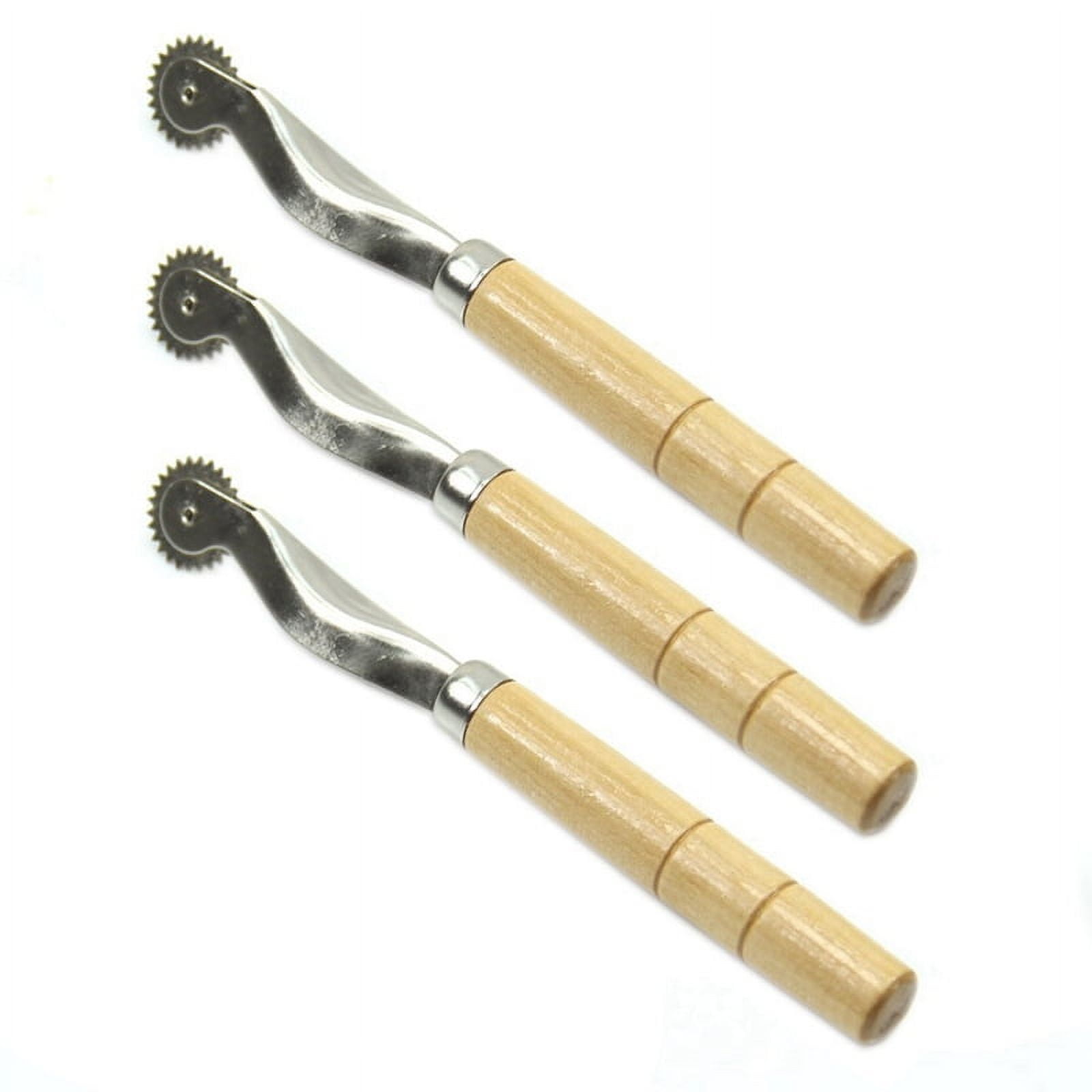 3Pc Wood Handle Overneedle Wheel Leather Needle Spacing Paper ...