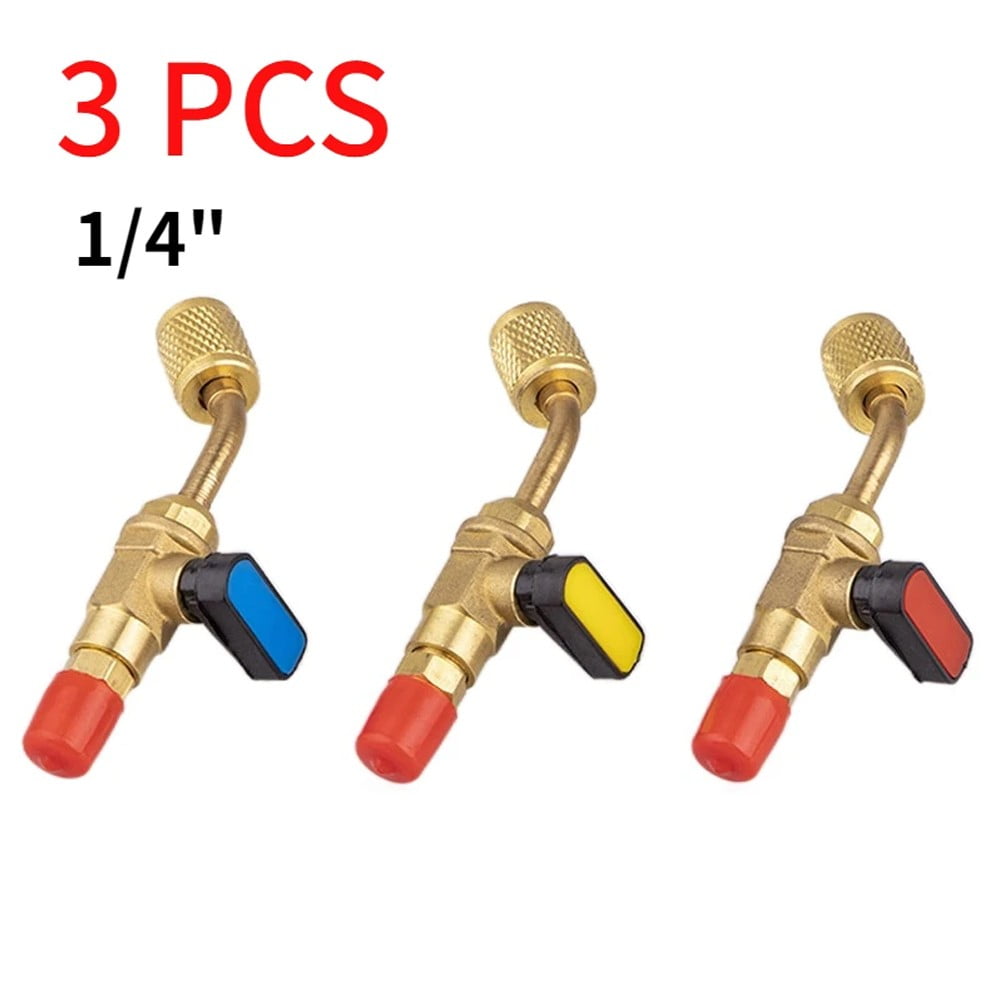 3Pcs 1/4 Car Air-Conditioning Refrigeration Ball Valve Adapter for R12 ...