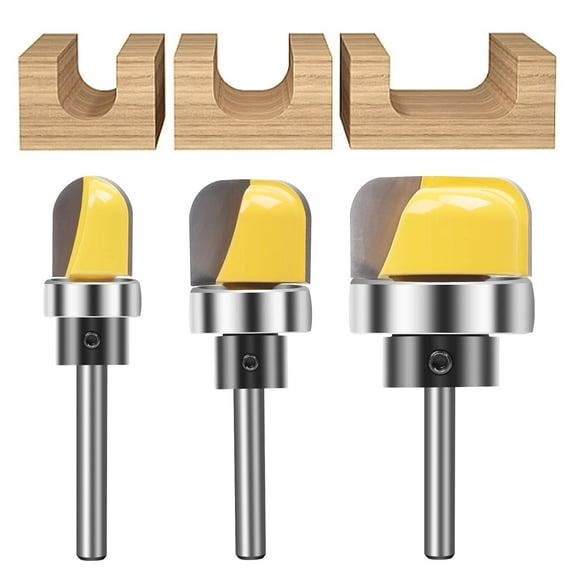 3Pcs 1/4" Shank Carbide Round Nose Groove Router Bit Set Template ...