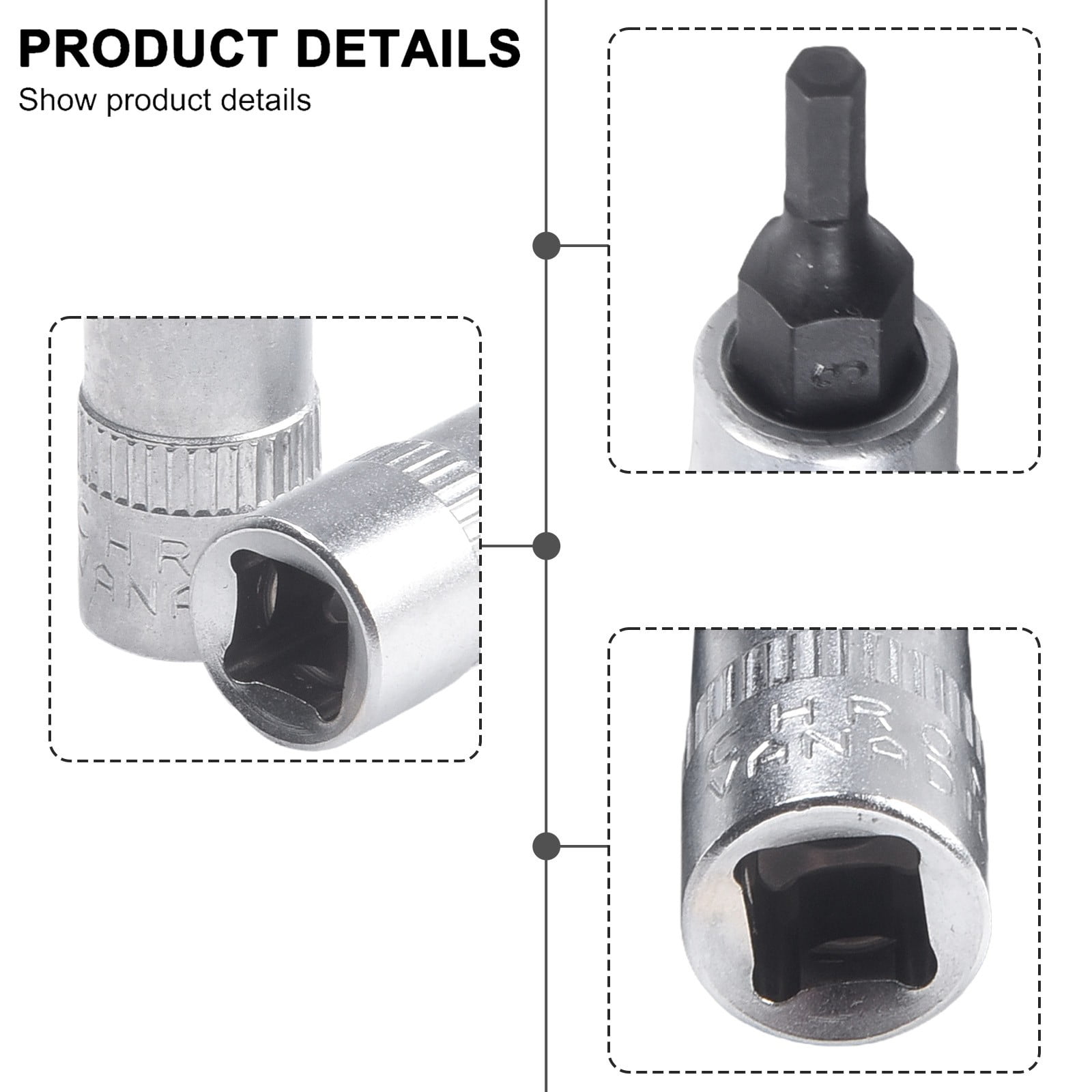 3Pcs 1/4Inch Drive Hex Socket Bit Set 3- 8Mm Screwdriver Bits H3 H4 H5 ...
