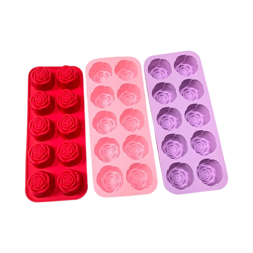 3Pcs 10 Cavity Food Safe Silicone Rose Shape Ideal For Making Chocolate ...