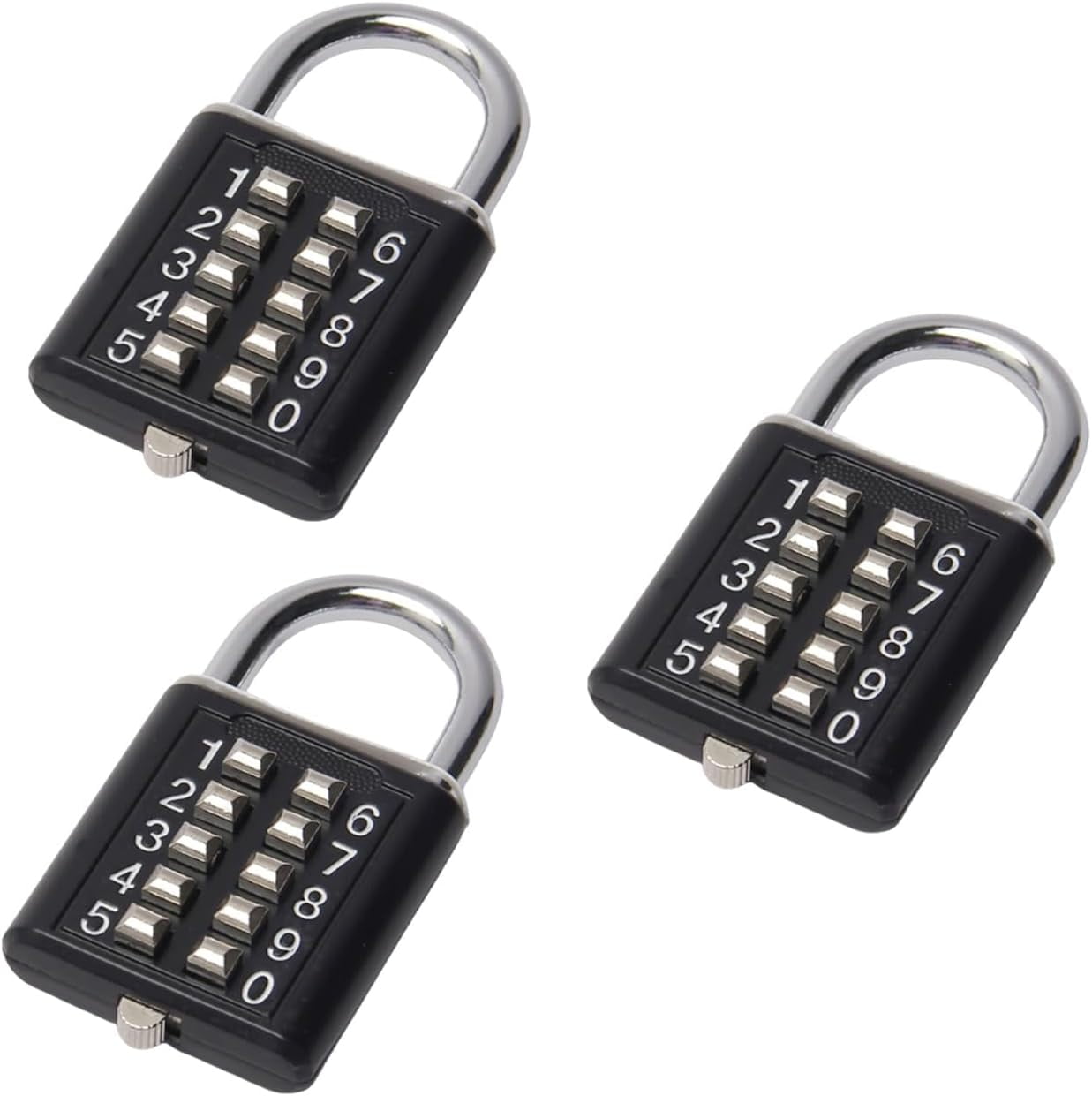 3Pcs 10-Digit Combination Padlock Push Button Lock for Locker Gym, Case ...