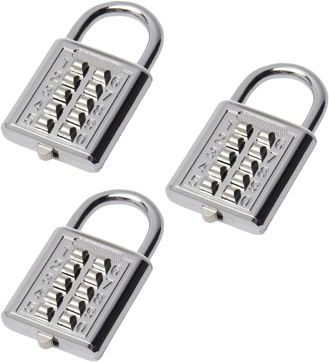 3Pcs 10-Digit Combination Padlock Push Button Lock for Locker Gym, Case ...