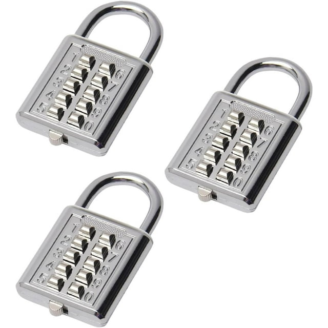 3Pcs 10-Digit Combination Padlock Push Button Lock for Locker Gym, Case ...
