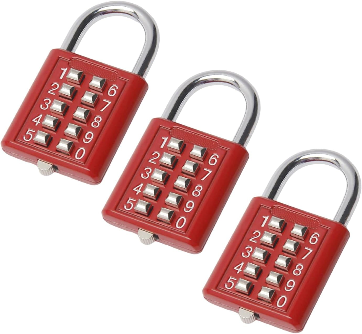 3Pcs 10-Digit Combination Padlock Push Button Lock for Locker Gym, Case ...
