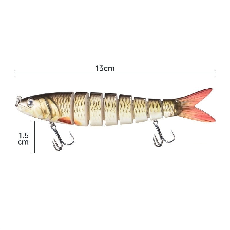 3Pcs 10cm 15.5g Worm Fishing Bait 7 Segments Crankbait Hard Slow Bait ...