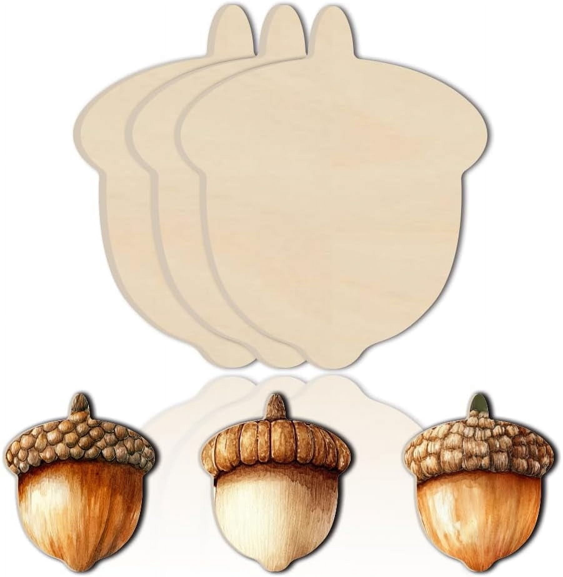 3Pcs 11.5x9.7Inch Wood Acorn Cutouts Unfinished Wooden Acorn Shape ...