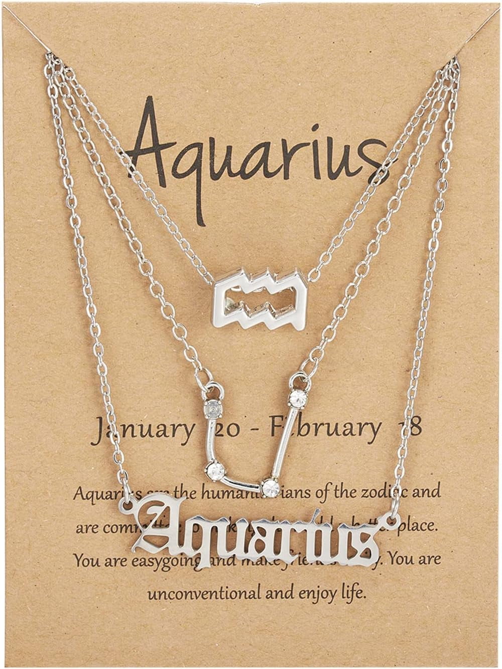 3Pcs 12 Constellation Zodiac Sign 3 Layered Choker Necklaces Letter ...