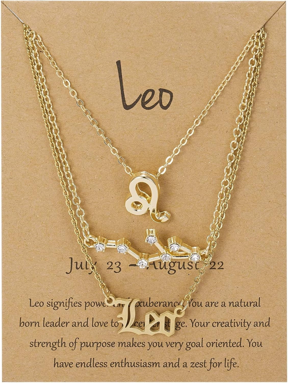 3Pcs 12 Constellation Zodiac Sign 3 Layered Choker Necklaces Letter ...