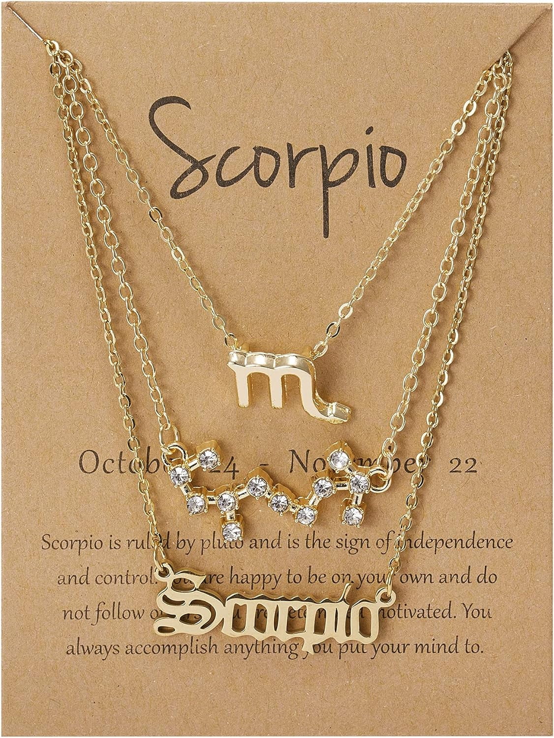 3Pcs 12 Constellation Zodiac Sign Layered Choker Necklaces Set Letter ...