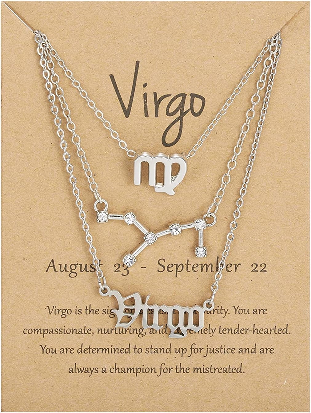 3Pcs 12 Constellation Zodiac Sign Layered Choker Necklaces Set Letter ...