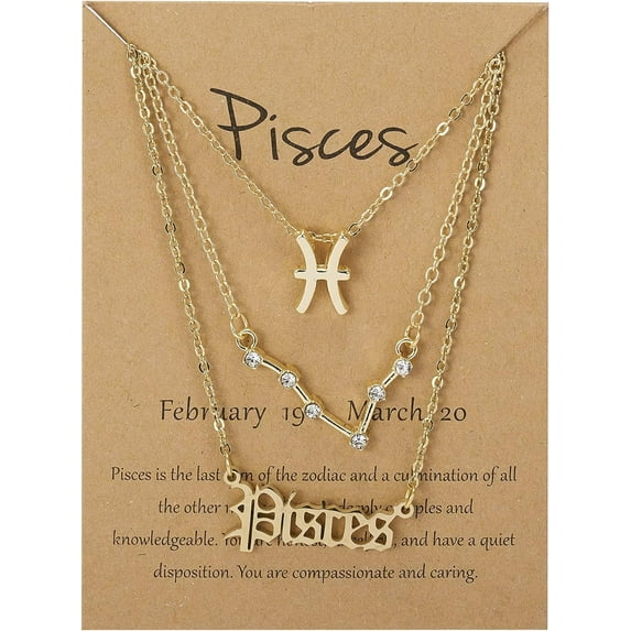 3Pcs 12 Constellation Zodiac Sign Layered Choker Necklaces Set Letter ...