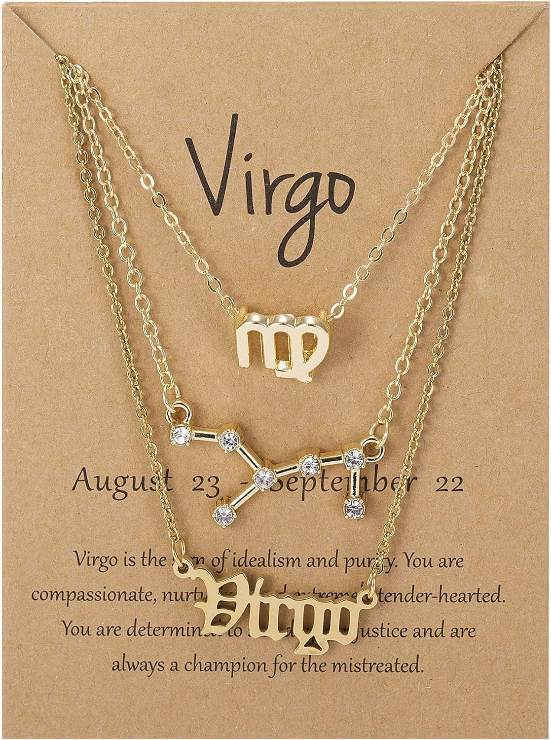 3Pcs 12 Constellation Zodiac Sign Layered Choker Necklaces Set Letter ...