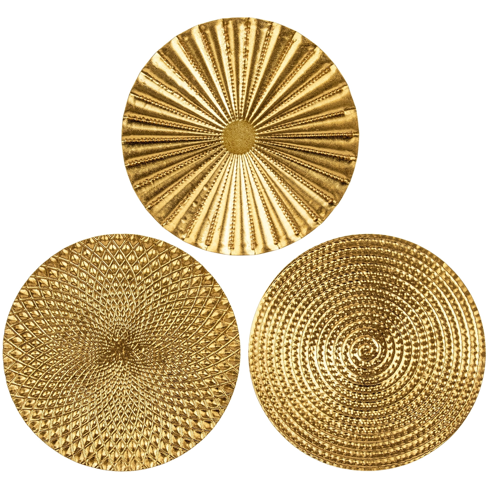 3Pcs 12" Gold Wall Decor Metal Starbursts Radial Plate, Modern Accent ...