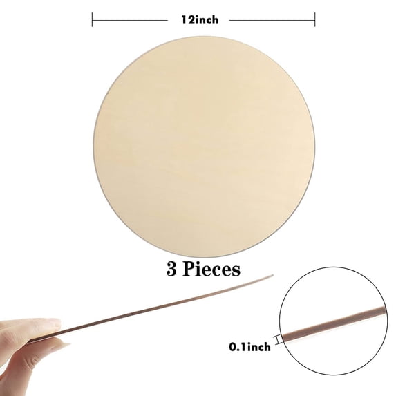 3Pcs 12 Inch Wood Circles for Crafts, Unfinished Blank Wooden Rounds ...