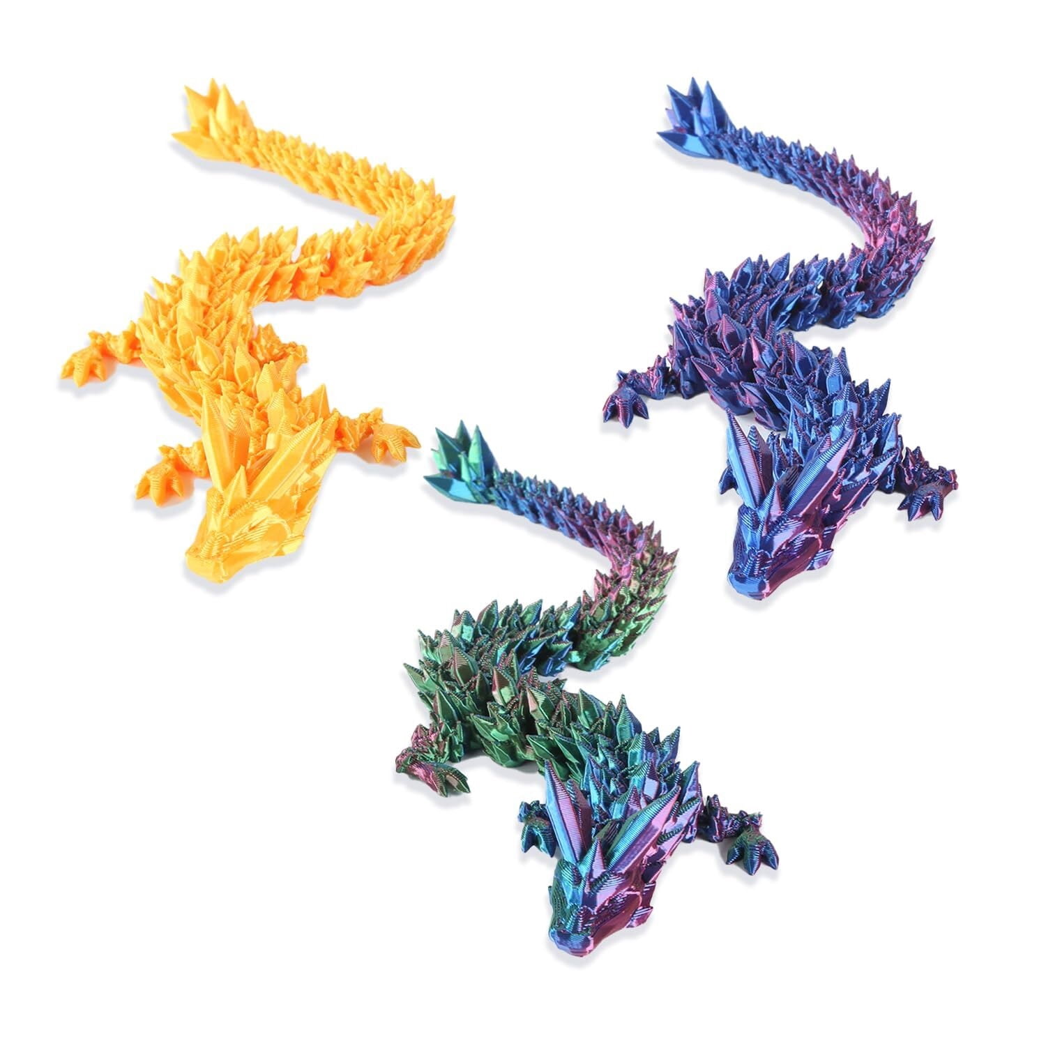 A 3Pcs 12in 3D Printed Dragon,3D Printed Flexible Articulated Dragon ...