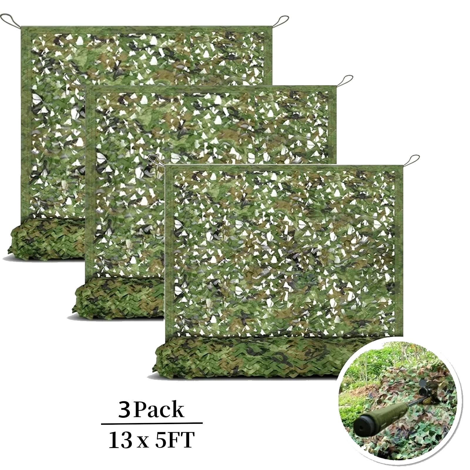 3Pcs 13'x5' Hunting Mesh Blind Material - Military Camo Netting for ...