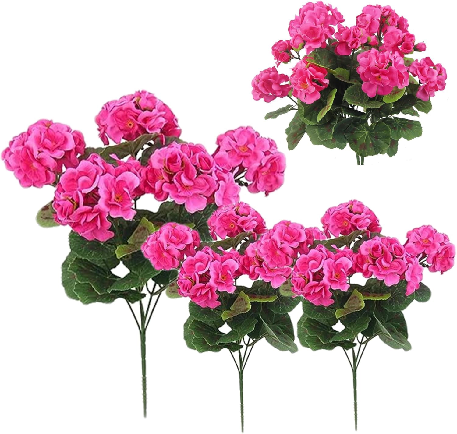 3Pcs 14in UV Resistant Silk Artificial Geraniums White for Home ...