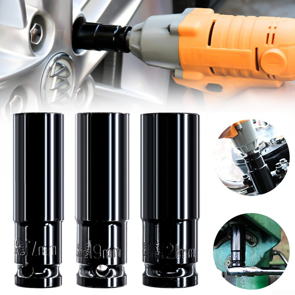 3Pcs 17-21mm Electric Impact Wrench Hex Socket Head Kit Hardness and ...