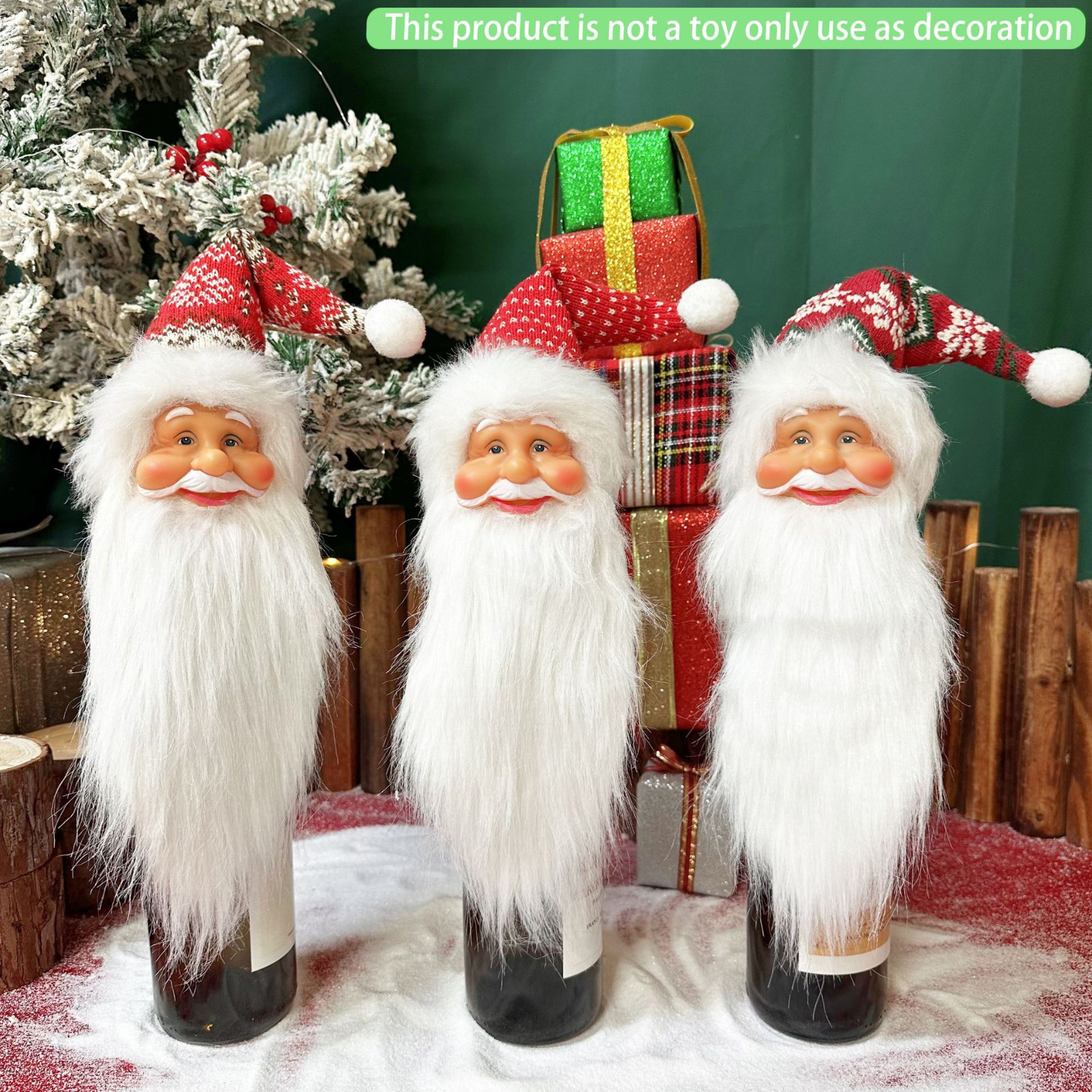 3Pcs 18.89Inch Santa Wine Bottle Cover for Holiday Gatherings, Long ...
