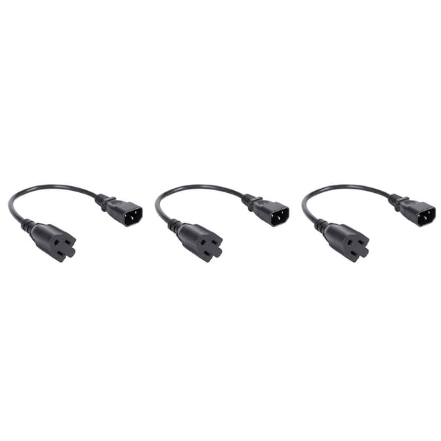 3Pcs 1Ft IEC 320 C14 Male Plug to NEMA 5-15R 3 Female PC Power Adapter ...