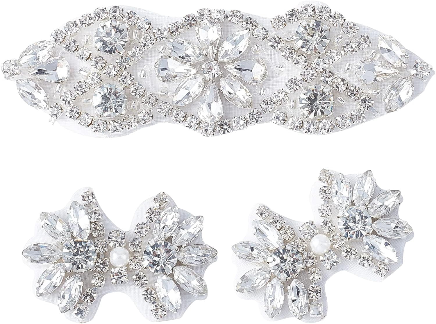 3Pcs 2 Style Rhinestone Applique for DIY Wedding Dress Iron/Sew on ...