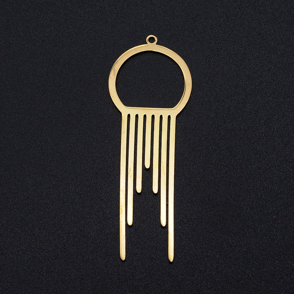 3Pcs 201 Stainless Steel Big Filigree Pendants Half Round Tassels Shape ...