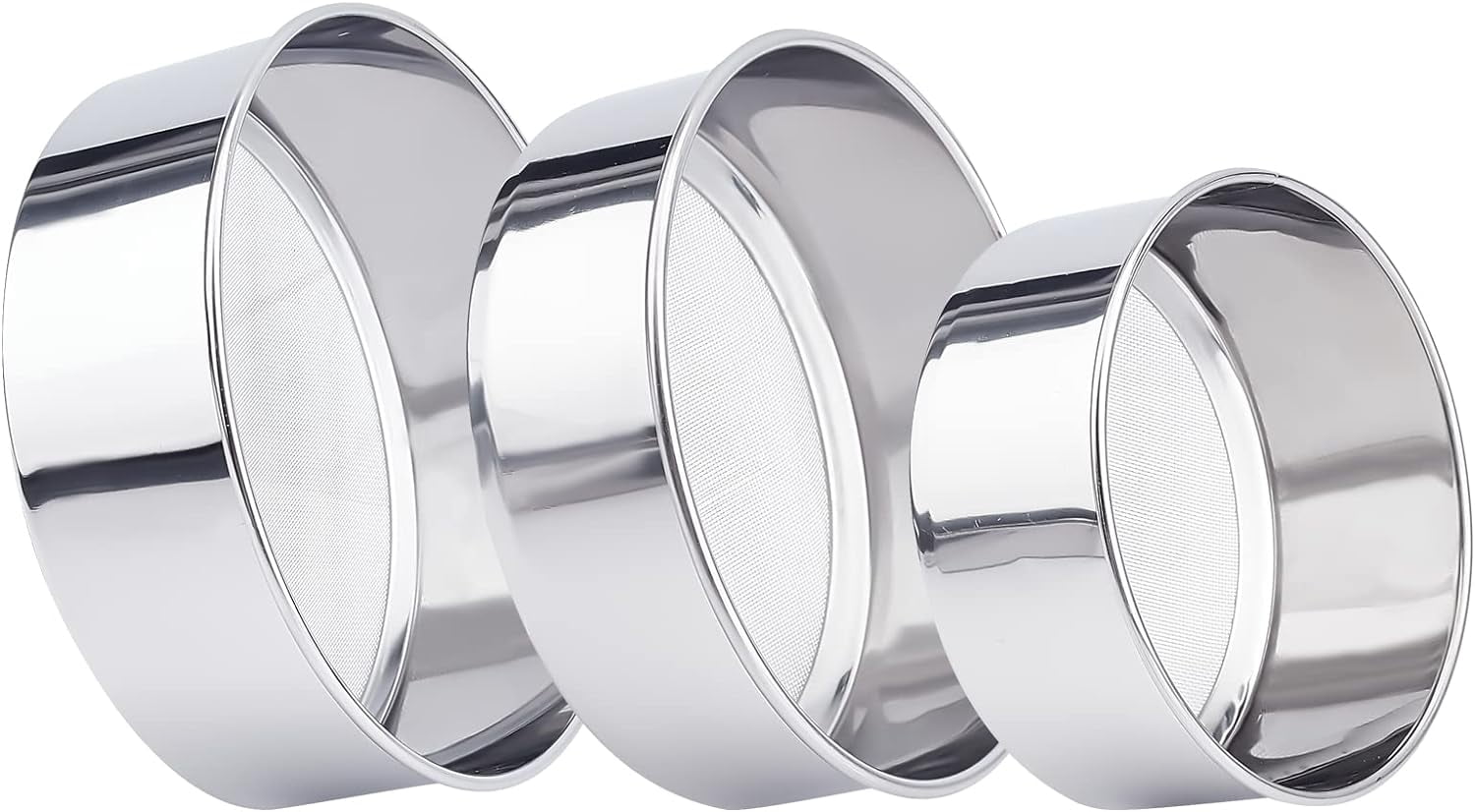 3Pcs 201 Stainless Steel Lab Sieves #40 Mesh Wire Mesh Sieves 4"/4.8"/6 ...