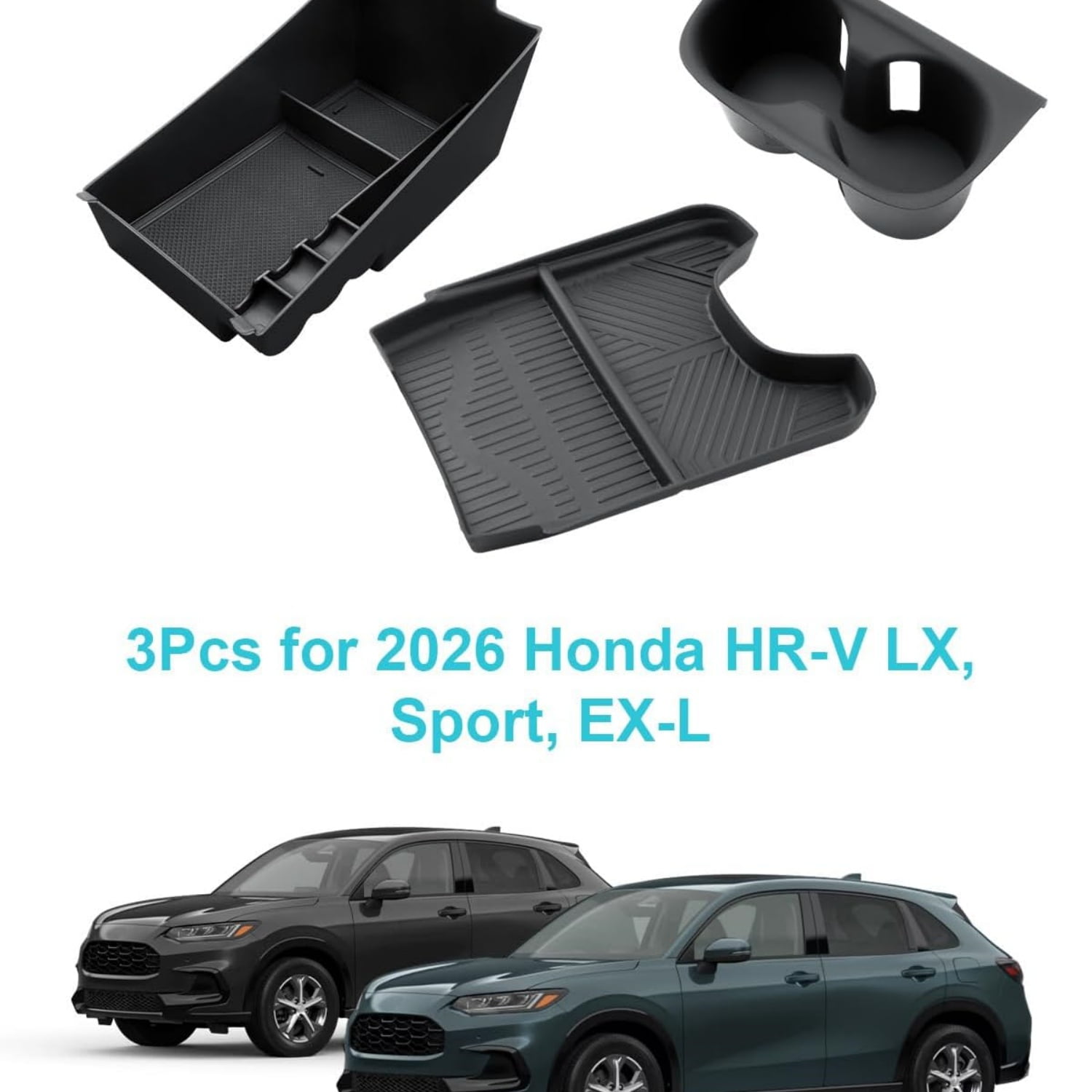 3Pcs for 2023 2024 2025 2026 Honda HR-V Center Console Organizer Tray ...