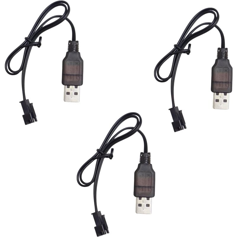 3Pcs 3.7V USB Li-ion Charger Cable with SM-2P Plug, RC LiPo Battery ...