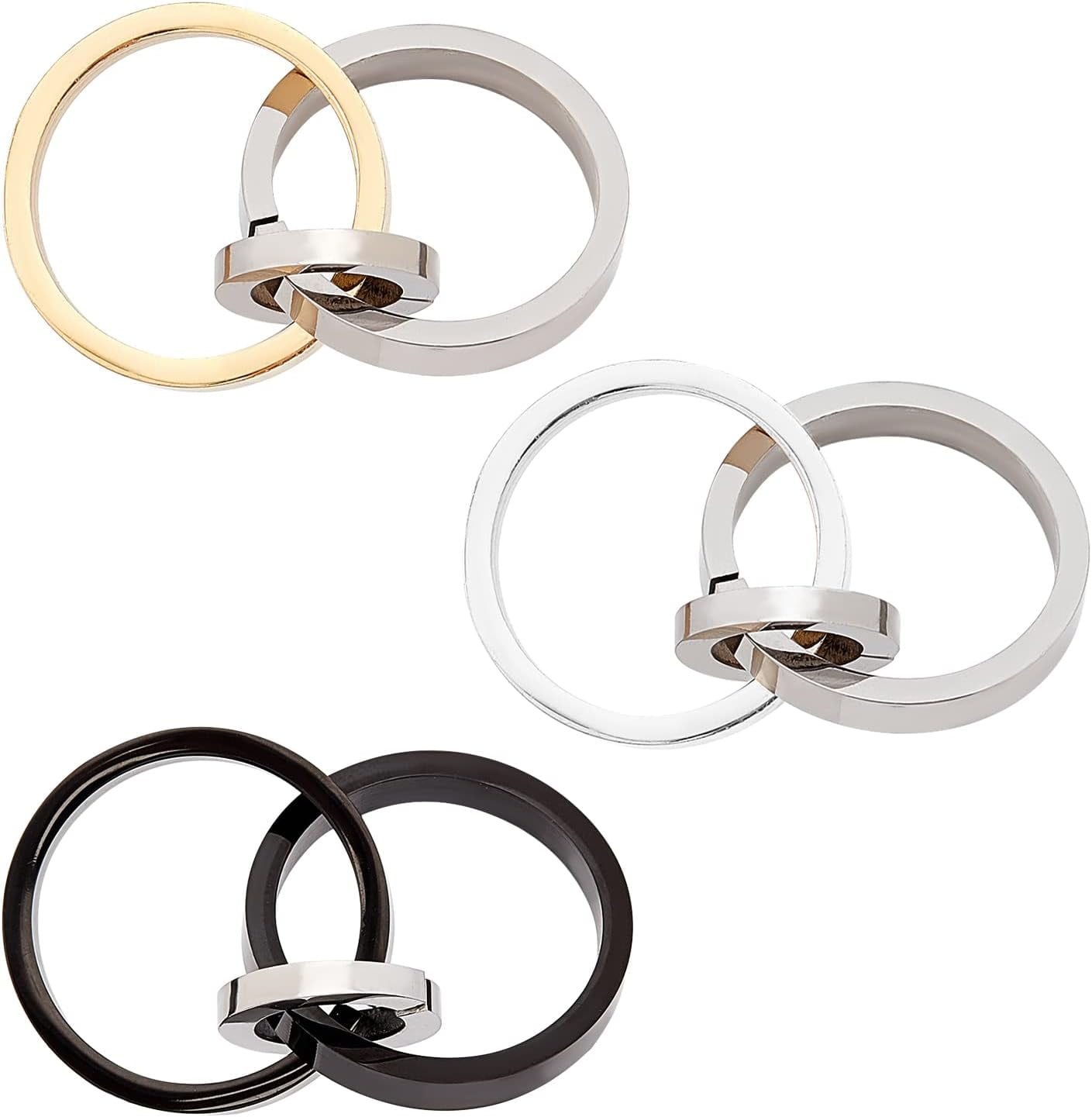 3Pcs 3 Color 304 Stainless Steel Interlocking Ring Pendants ...