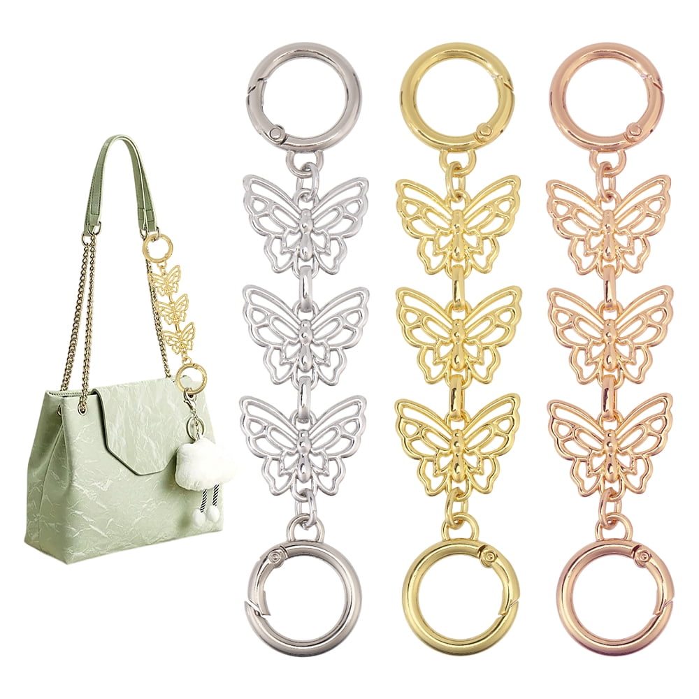 3Pcs 3 Colors Butterfly Metal Bag Extension Chains Bag Chain Supplies ...