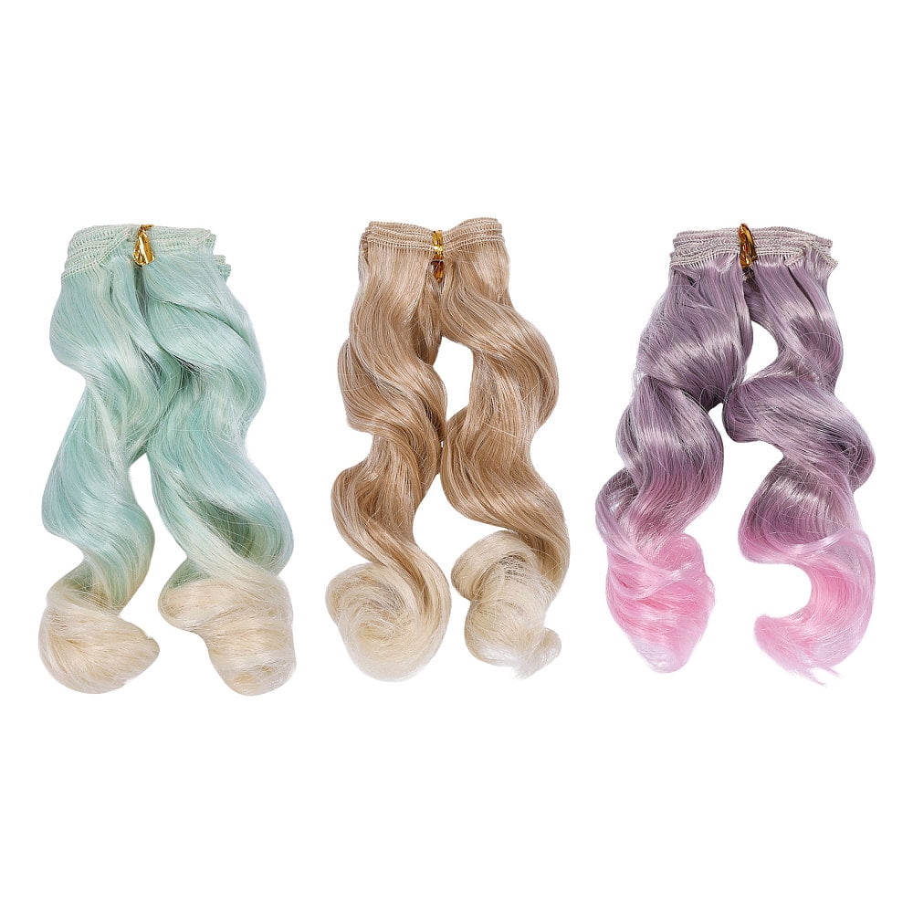 3Pcs 3 Colors Curly Gradient Wig Hair 18cm Fashion Soft Flexible Perm ...