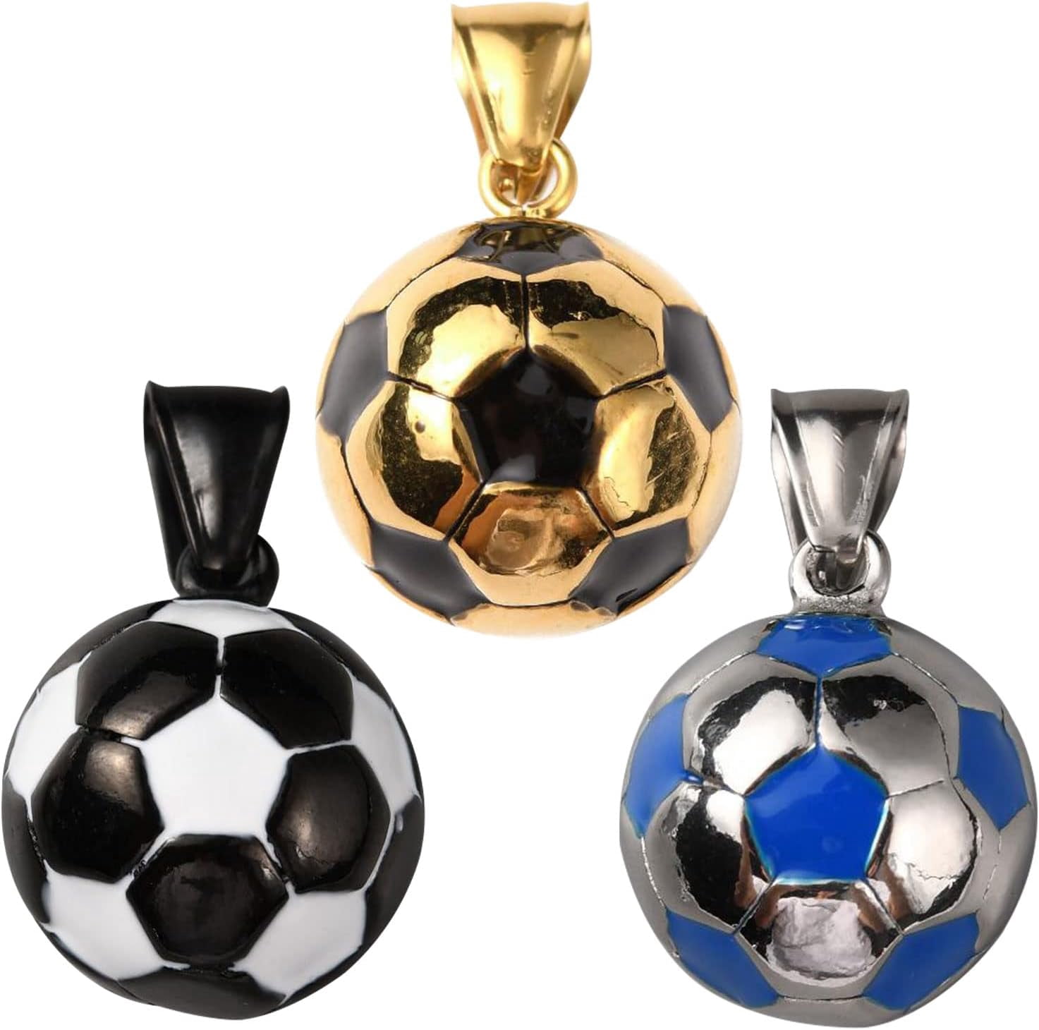 3Pcs 3 Colors Football Charms Titanium Steel Enamel Soccer Pendants ...