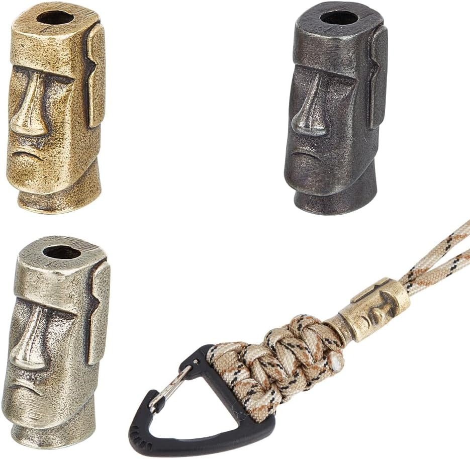 3Pcs 3 Colors Outdoor EDC Tool Brass Parachute Rope European Beads ...