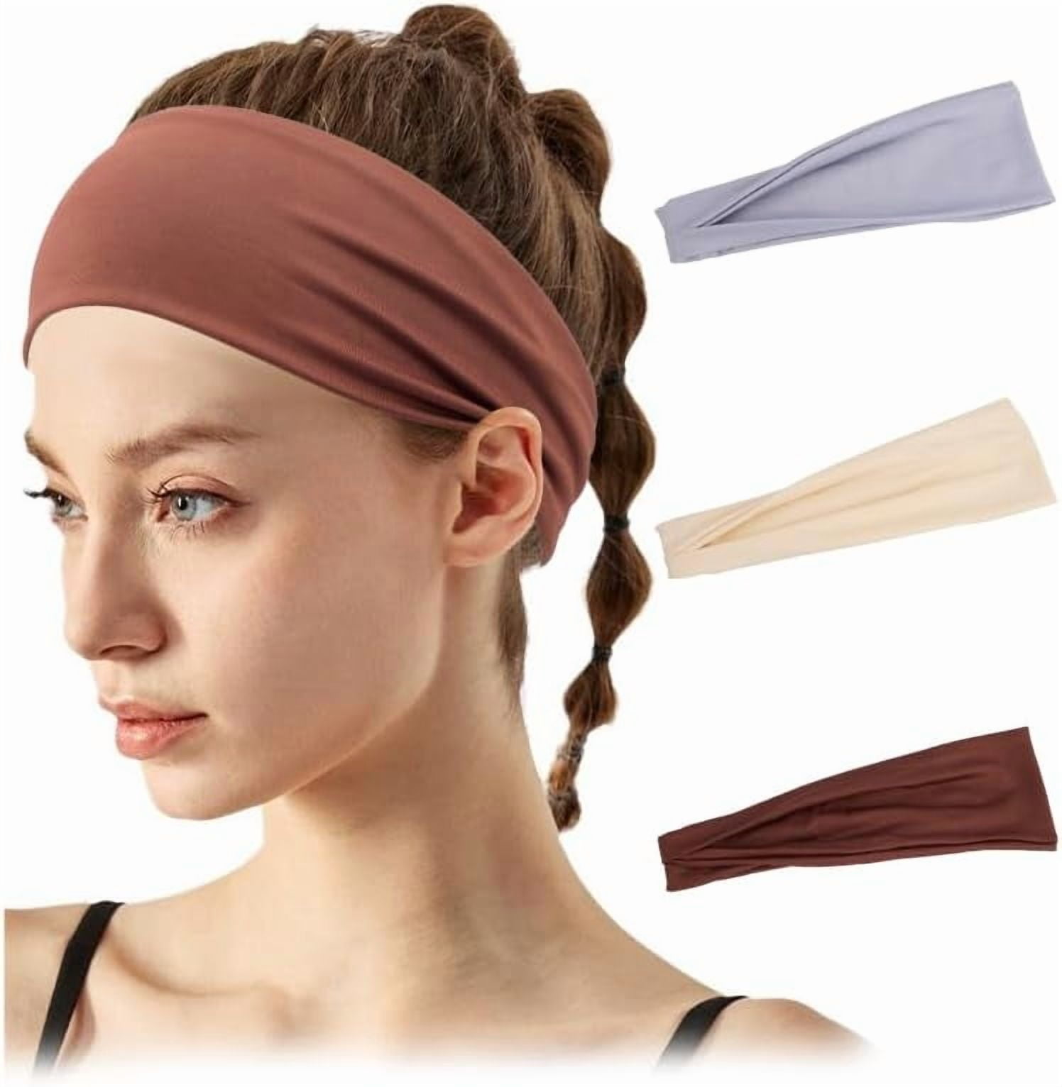 3Pcs 3 Colors Sports Exercise Polyester Headbands Elastic Non Slip Hair ...