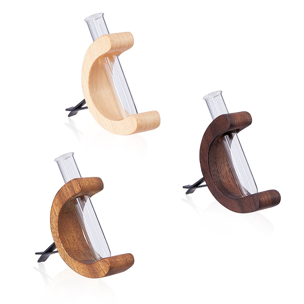 3Pcs 3 Colors Wood Car Air Vent Clips with Glass Bottle Mixed Color ...
