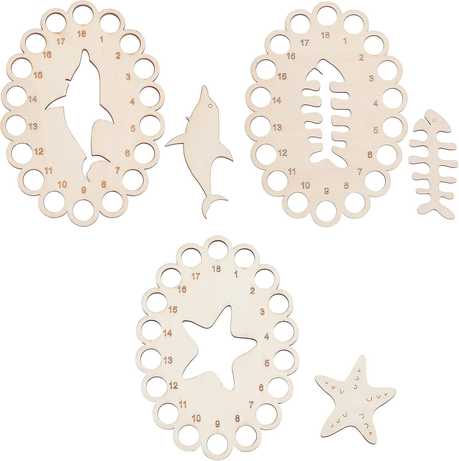 3Pcs 3 Patterns Wood Embroidery Thread Plate Cross Stitch Threading ...