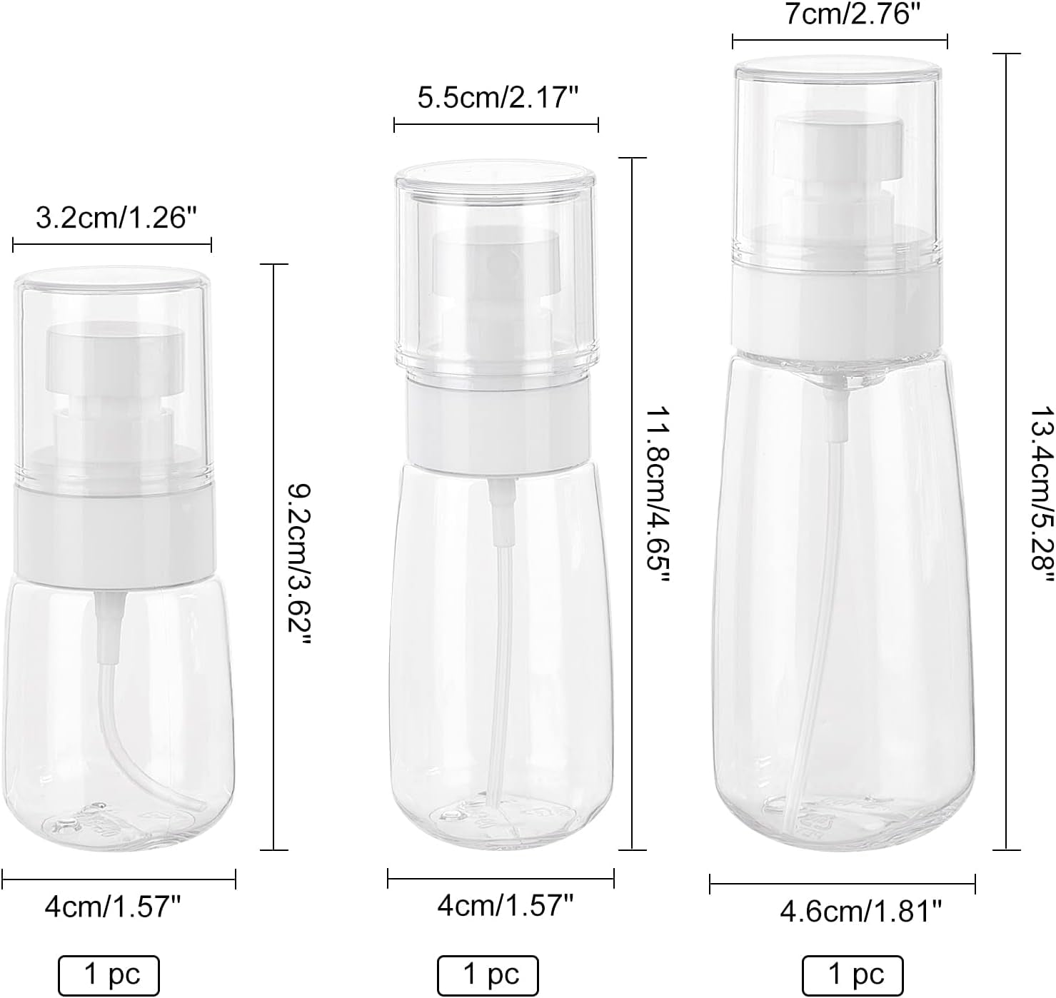 3Pcs 3 Sizes Clear Small Spray Bottles Travel Spray Bottles Lotion ...