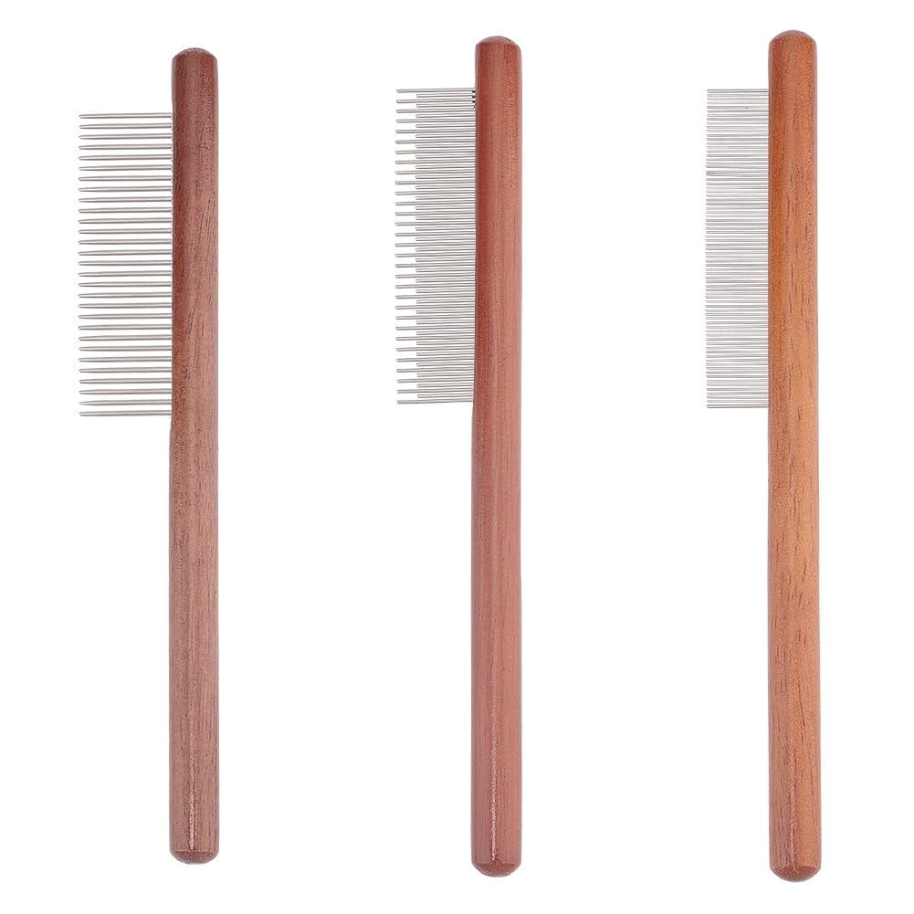 3Pcs 3 Style Macrame Fringe Combs with Wood Handle Stainless Steel ...